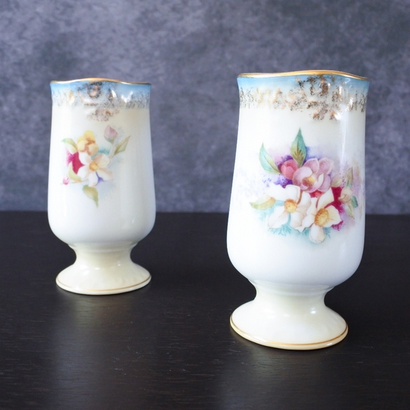 Vintage | Accents | Antique Rs Prussia Suhl Porcelain Blue Gold Floral Vase Pair | Poshmark